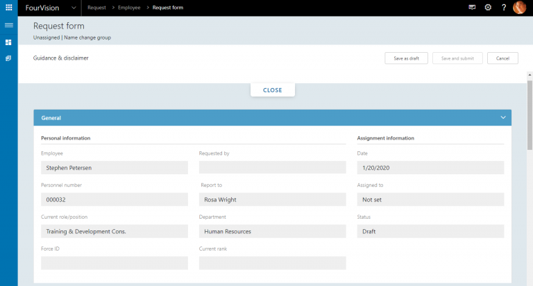 HR Request for Microsoft Dynamics 365 Human Resources - FourVision