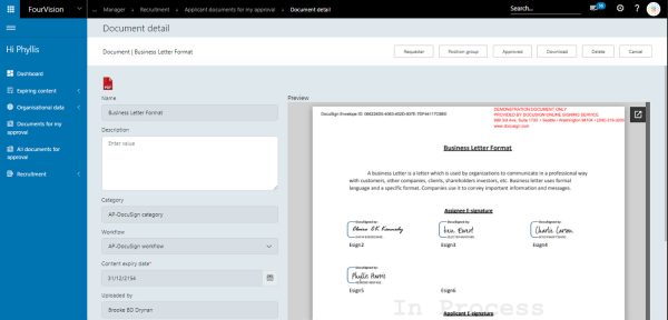 FourVision brings DocuSign to the Dynamics 365 Human Resources space